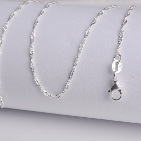 Everyday Jewelry Necklace 925 Silver Water Wave Chain Necklace With ...